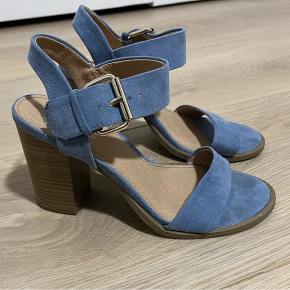 Brash | Shoes | Brash Blue Suede Block Heels | Poshmark